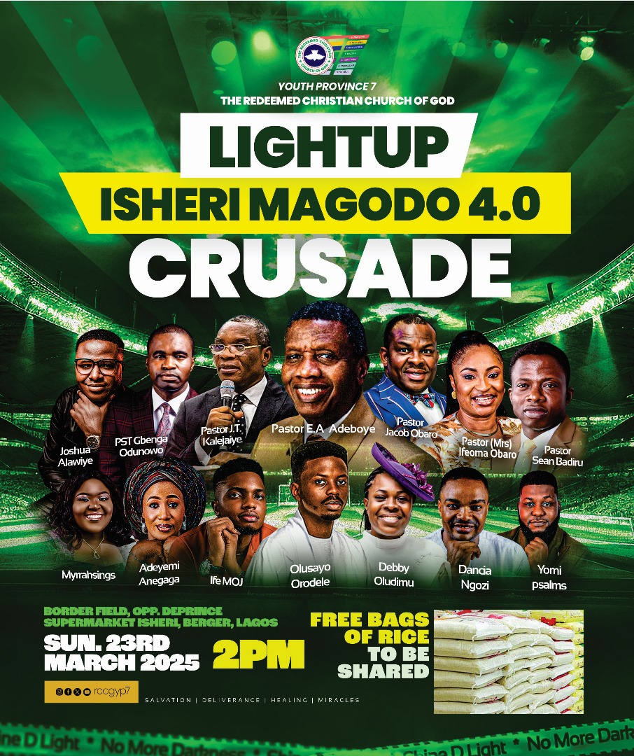 RCCG YP7 Set To Light Up Isheri-Magodo Sunday March 23rd - Famous ...
